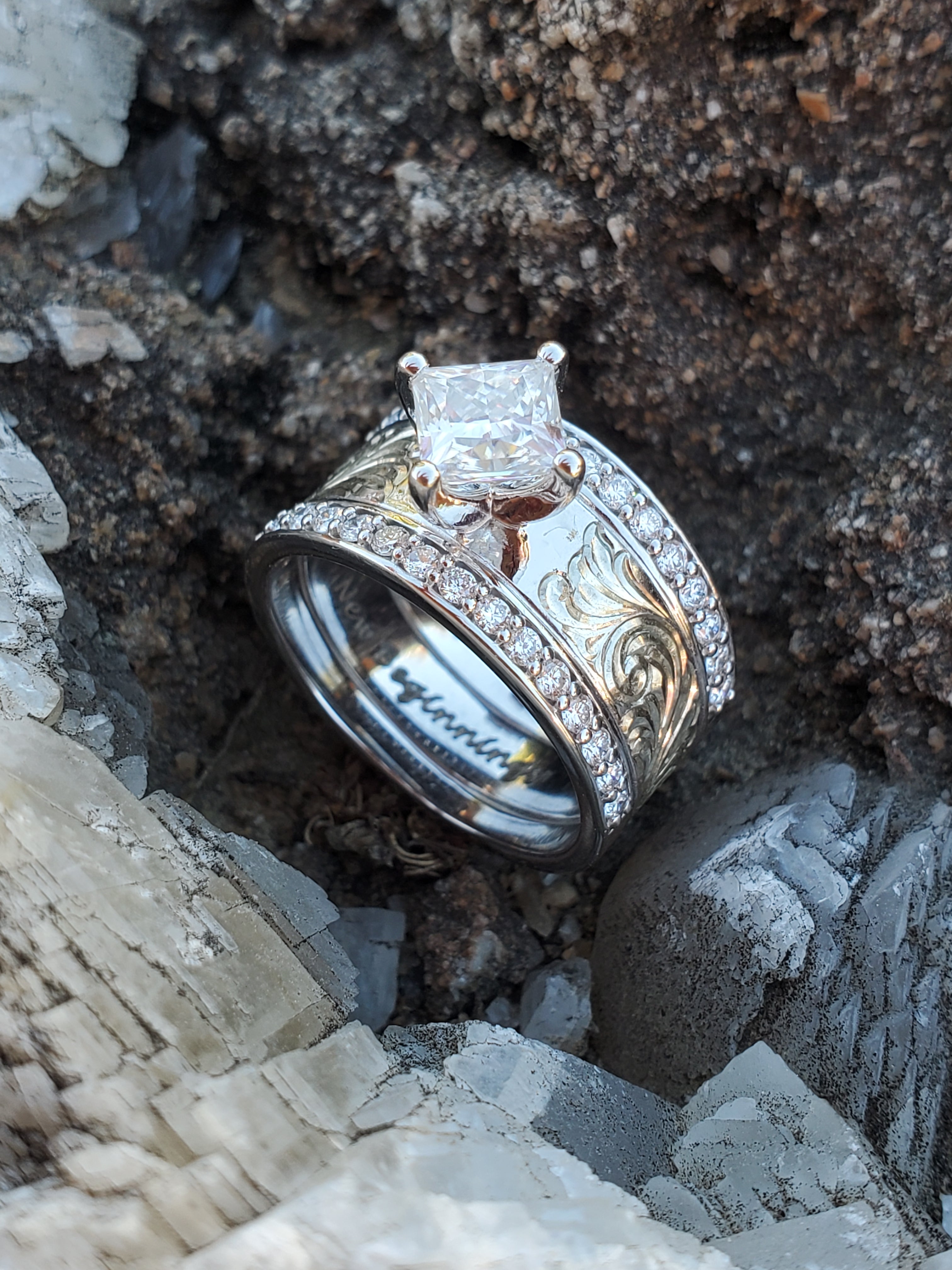 The Naomi in White Gold: Channel Set Diamond Engagement Ring, Diagonal ...