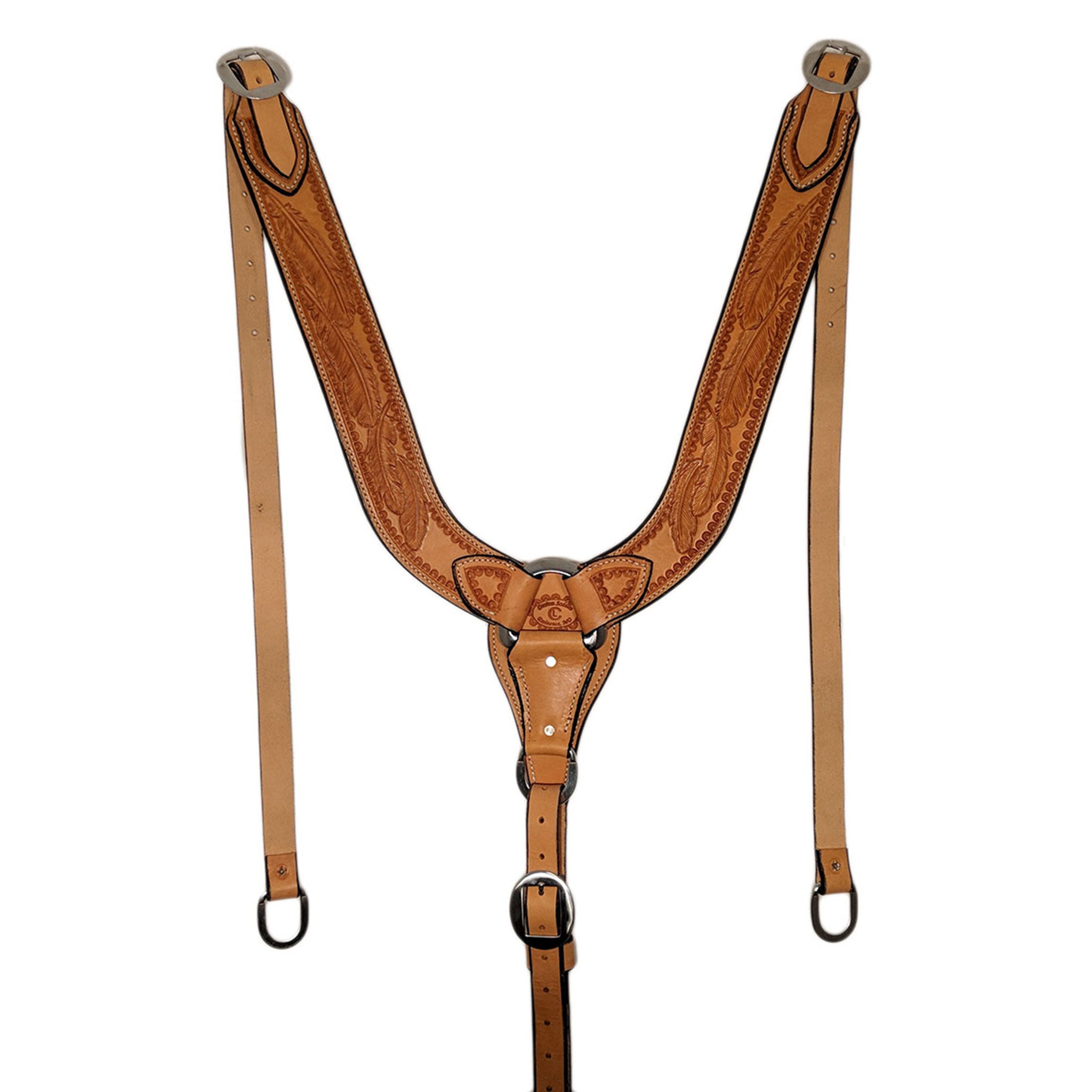 C&L Feather Tooled Pulling Collar w/oval Stainless Buckles PC000005 ...
